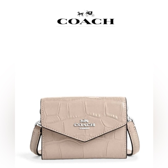 Coach | Bags | Coach Mini Envelope Wallet With Strap Croc Embossed ...